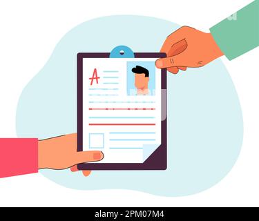 Hand of teacher giving test paper with excellent mark to student Stock ...