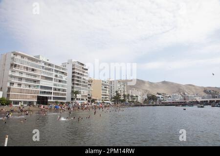 Ancon Lima Peru shoreline beach coast line landscape at noon or sunset ...