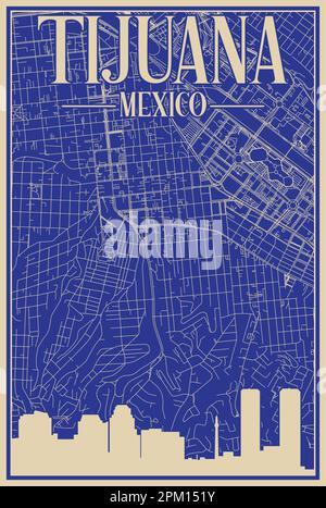 Road network poster of the downtown TIJUANA, MEXICO Stock Vector Image ...