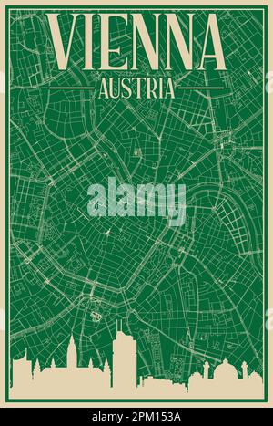 Road network poster of the downtown VIENNA, AUSTRIA Stock Vector Image ...