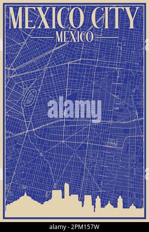 Road network poster of the downtown MEXICO CITY, MEXICO Stock Vector ...