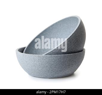 Decorative plaster bowls isolated on white background Stock Photo - Alamy