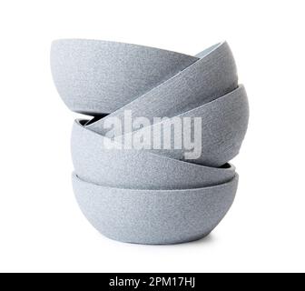Decorative plaster bowls isolated on white background Stock Photo - Alamy