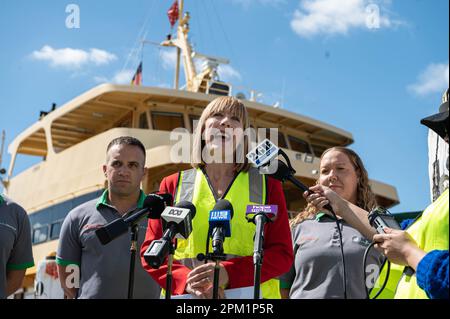NSW Minister for Transport Jo Haylen during a tour of the Balmain ...
