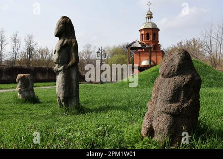 Zaporizhzhia, Ukraine. 10th Apr, 2023. Ancient Scythian stone statue ...