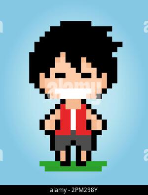 8 bit male character pixels. Human pixels in vector illustrations for ...