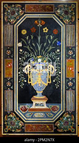 This 17th-century pietre dure panel features a detailed depiction of a ...