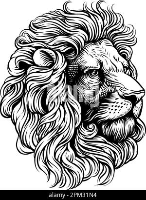 Lion Lions Head Woodcut Vintage Engraved Style Stock Vector Image & Art ...
