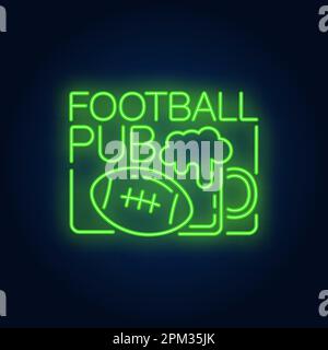 Football Pub neon sign. Design Pattern Sport Bar Logo in Neon Style ...