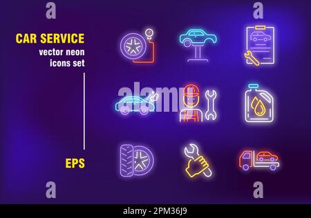Car repair neon signs set Stock Vector Image & Art - Alamy