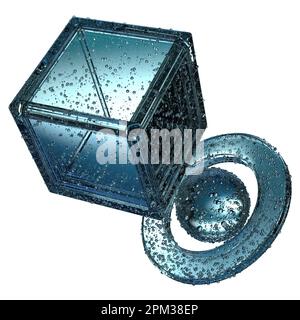 isolated transparent watery crystal container geometry abstract cold ...