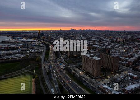An aerial view of Calvert Vaux Park in Brooklyn, New York during a ...