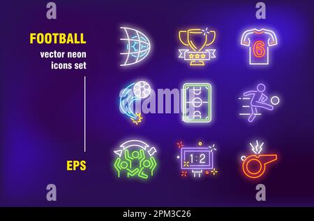 Soccer collection Neon Signs Vector. Football set Logos neon, design ...