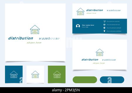 Distribution logo design with editable slogan. Branding book and ...
