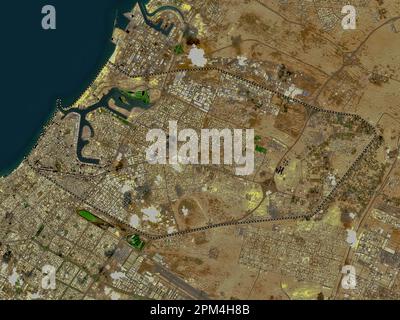 Ajman, emirate of United Arab Emirates. High resolution satellite map ...