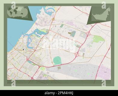 Ajman, emirate of United Arab Emirates. Low resolution satellite map ...