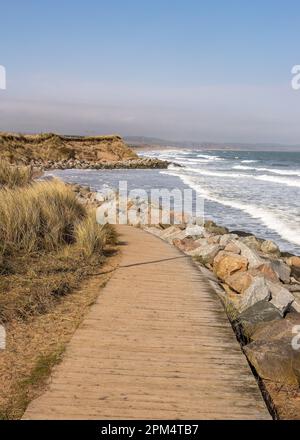 Montrose Beach with waves coming in, Montrose, Angus, Scotland, UK ...