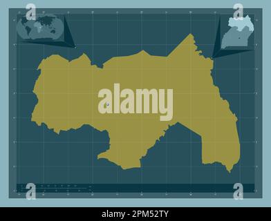 Northern, region of Uganda. Solid color shape. Locations and names of ...