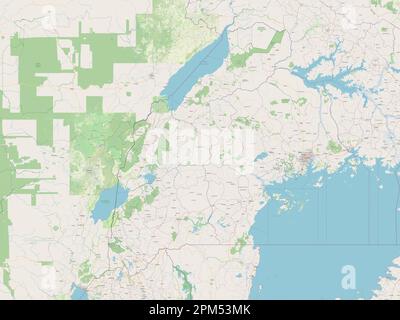 Western, region of Uganda. Open Street Map. Locations and names of major cities of the region ...