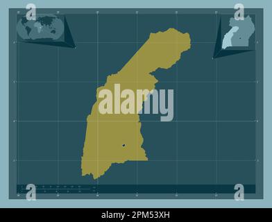 Western, region of Uganda. Solid color shape. Locations and names of ...