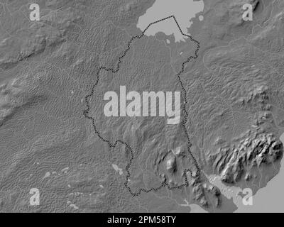 Armagh, region of Northern Ireland. Bilevel elevation map with lakes ...