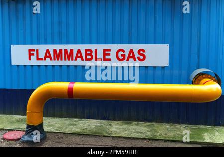Yellow gas pipe leading to the distribution unit Stock Photo - Alamy