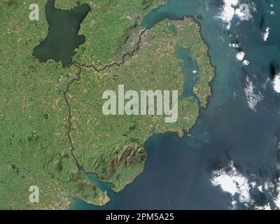 Down, region of Northern Ireland. High resolution satellite map ...