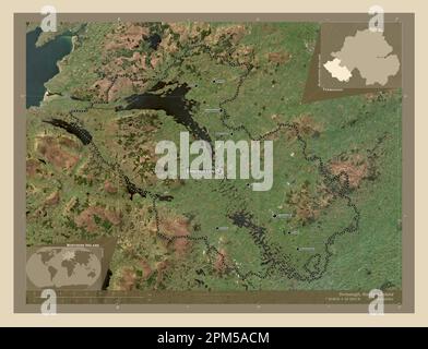 Fermanagh, region of Northern Ireland. High resolution satellite map ...