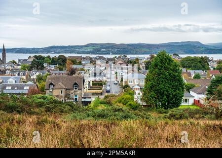 View overlooking the coastal town of Dunoon on the Firth of Clyde ...