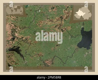 Tyrone, region of Northern Ireland. High resolution satellite map ...