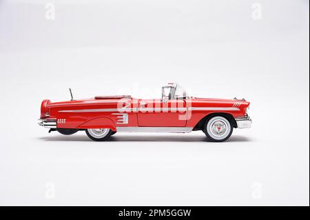 1957's model chevy Classic american car on a white background. side ...