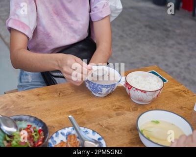 Rice gruel and side dish . Concept breakfast THAI STYLE Stock Photo - Alamy