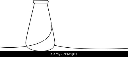 Lab glassware one line continuous drawing. Buchner flask, glass U tube ...