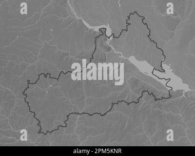 Cherkasy, region of Ukraine. Grayscale elevation map with lakes and ...
