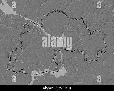 Dnipropetrovs'k, region of Ukraine. Bilevel elevation map with lakes ...