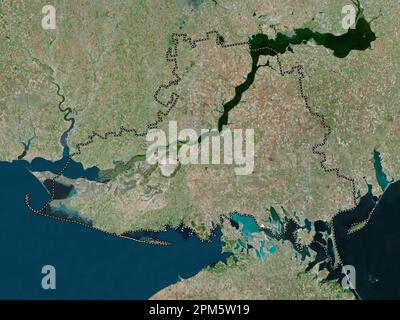 Kherson, region of Ukraine. High resolution satellite map. Locations of ...