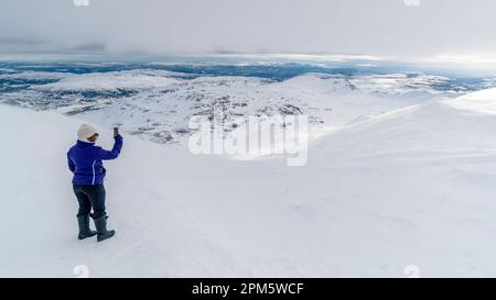 The mountain Gaustatoppen (1883 m elevation) at Gausta (Telemark and ...