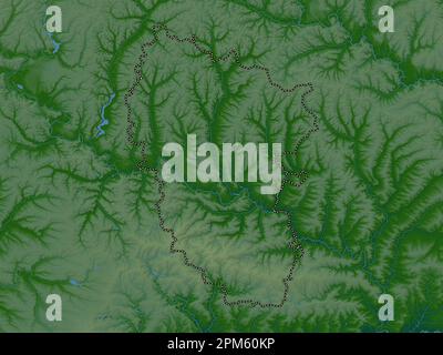 Luhans'k, region of Ukraine. Colored elevation map with lakes and ...