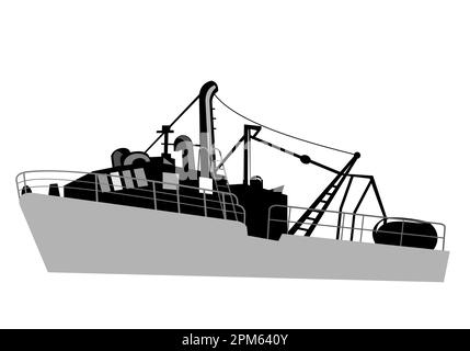 Side view of a fishing trawler isolated on white background Stock Photo ...