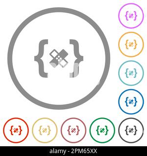 Software patch flat color icons in round outlines on white background ...