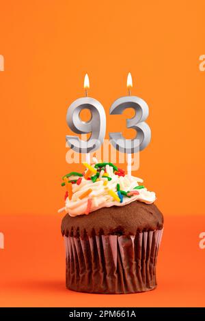 Birthday cake with candle number 93 - Coral fusion background Stock ...