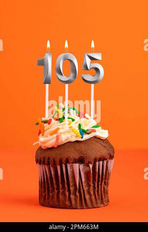 Cake with candle number 105 - Birthday card Stock Photo - Alamy