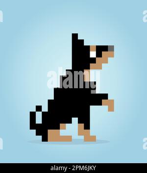 Vector Illustration of cute dog with Pixel Art Design, perfect for game ...