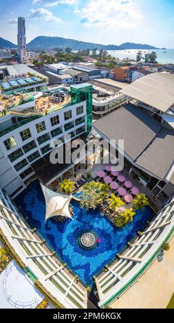 Aerial view of Patong city center and resort view, in Phuket, Thailand ...