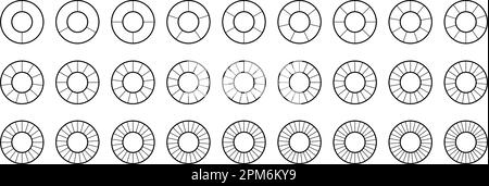 Circle segments collection. Pie diagrams set in blue purple colors ...