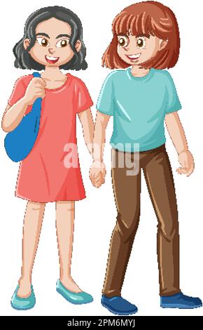 Two Puberty Girls as Friends illustration Stock Vector Image & Art - Alamy