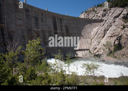 A torrent of water shoots from the bottom of Gibson Dam, Sun River ...