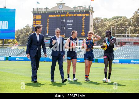 AFL CEO Gillon McLachlan, South Australian Premier Peter Malinauskas ...