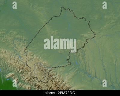 L'viv, region of Ukraine. Colored elevation map with lakes and rivers ...