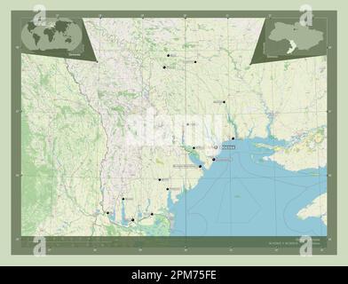 Odessa, region of Ukraine. Open Street Map. Locations and names of ...